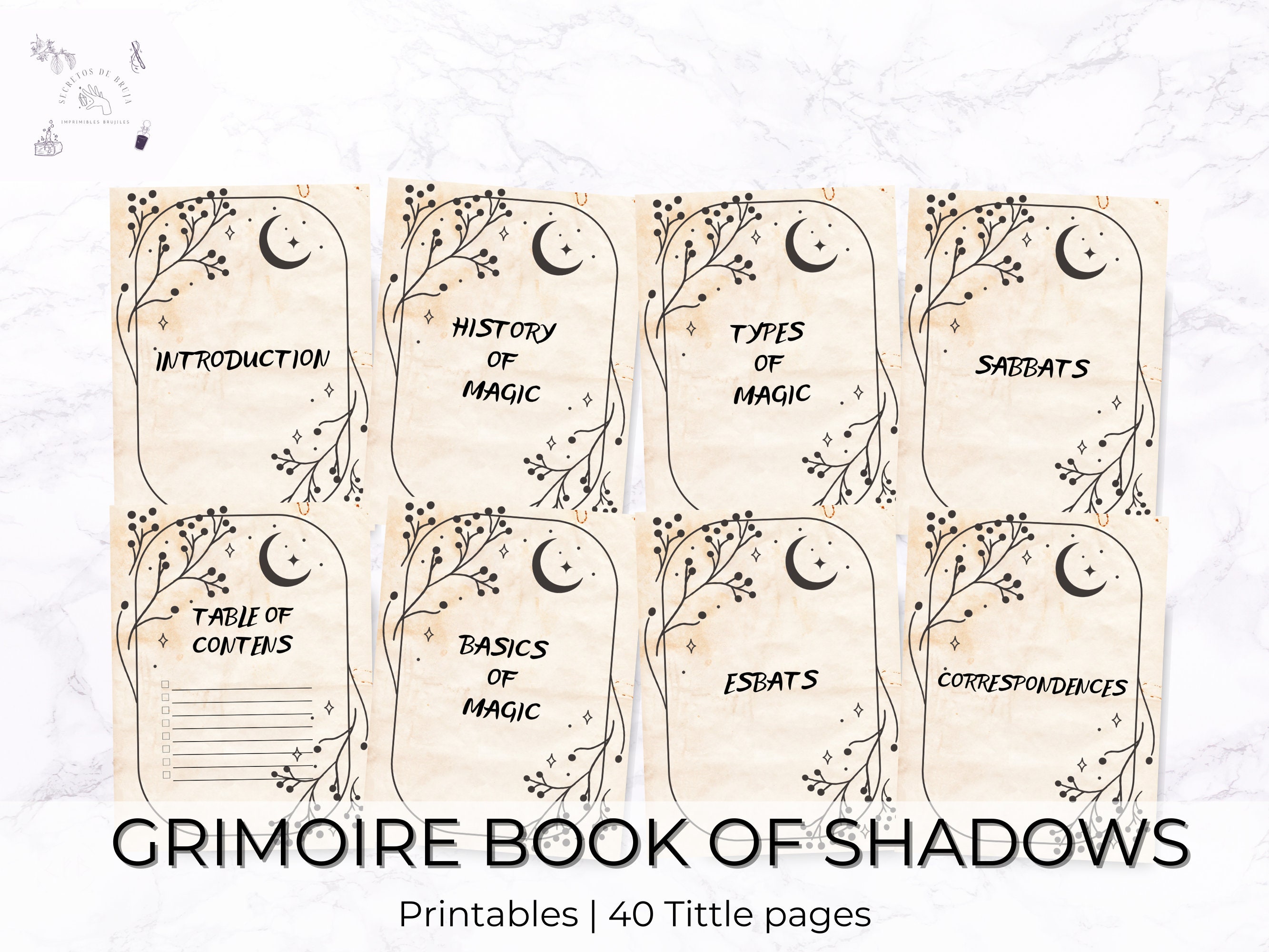 Book of Shadows Cover and Title Pages | Grimoire Cover | Vintage ...