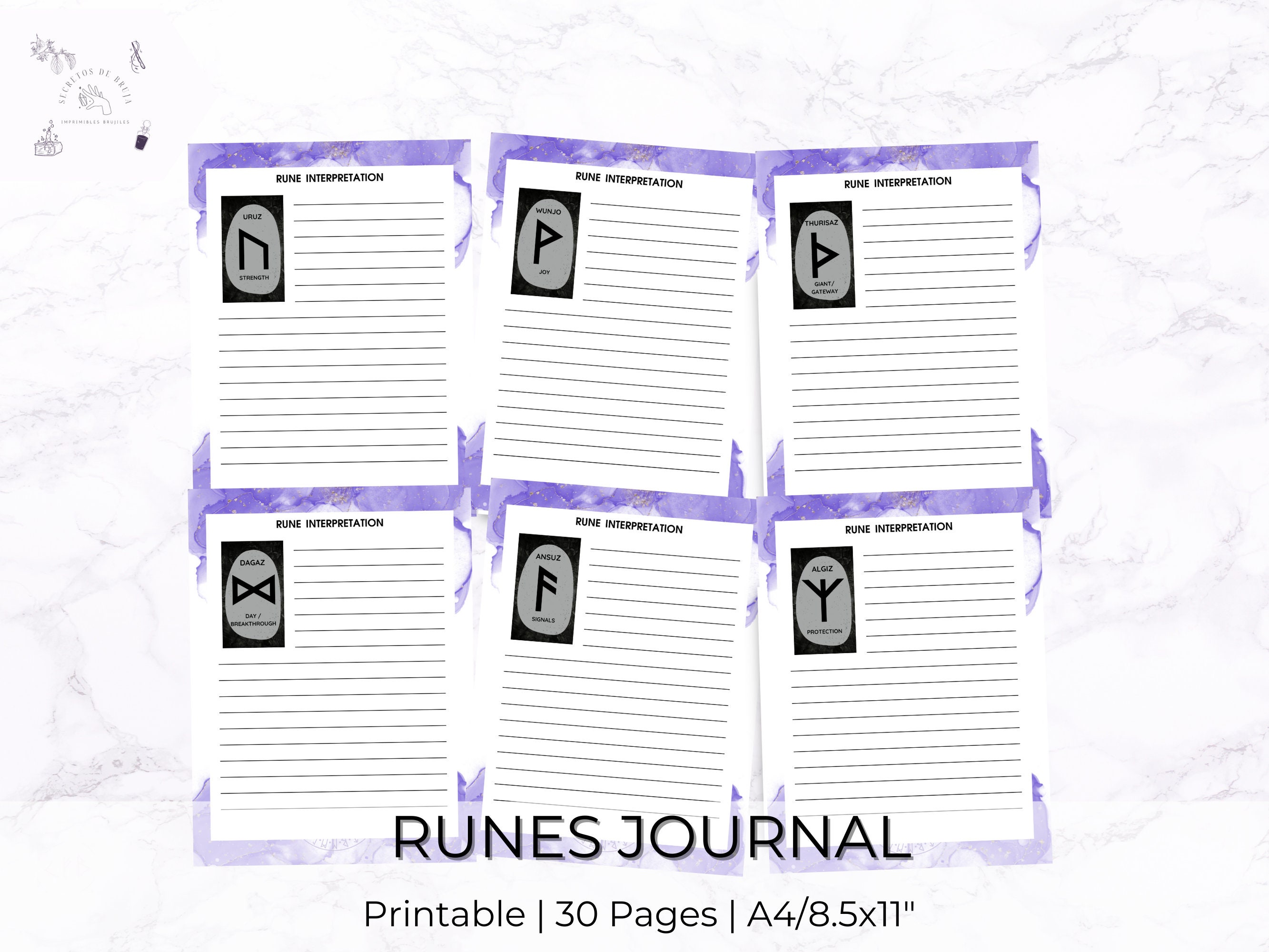 Runes Journal Printable | Rune Journal Worksheet | Elder Futhark | Rune ...