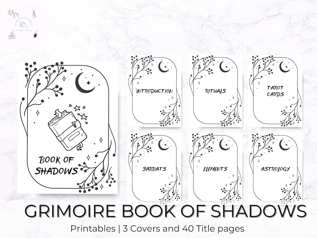 Book of Shadows Cover and Title Pages | Grimoire Cover | Printable ...