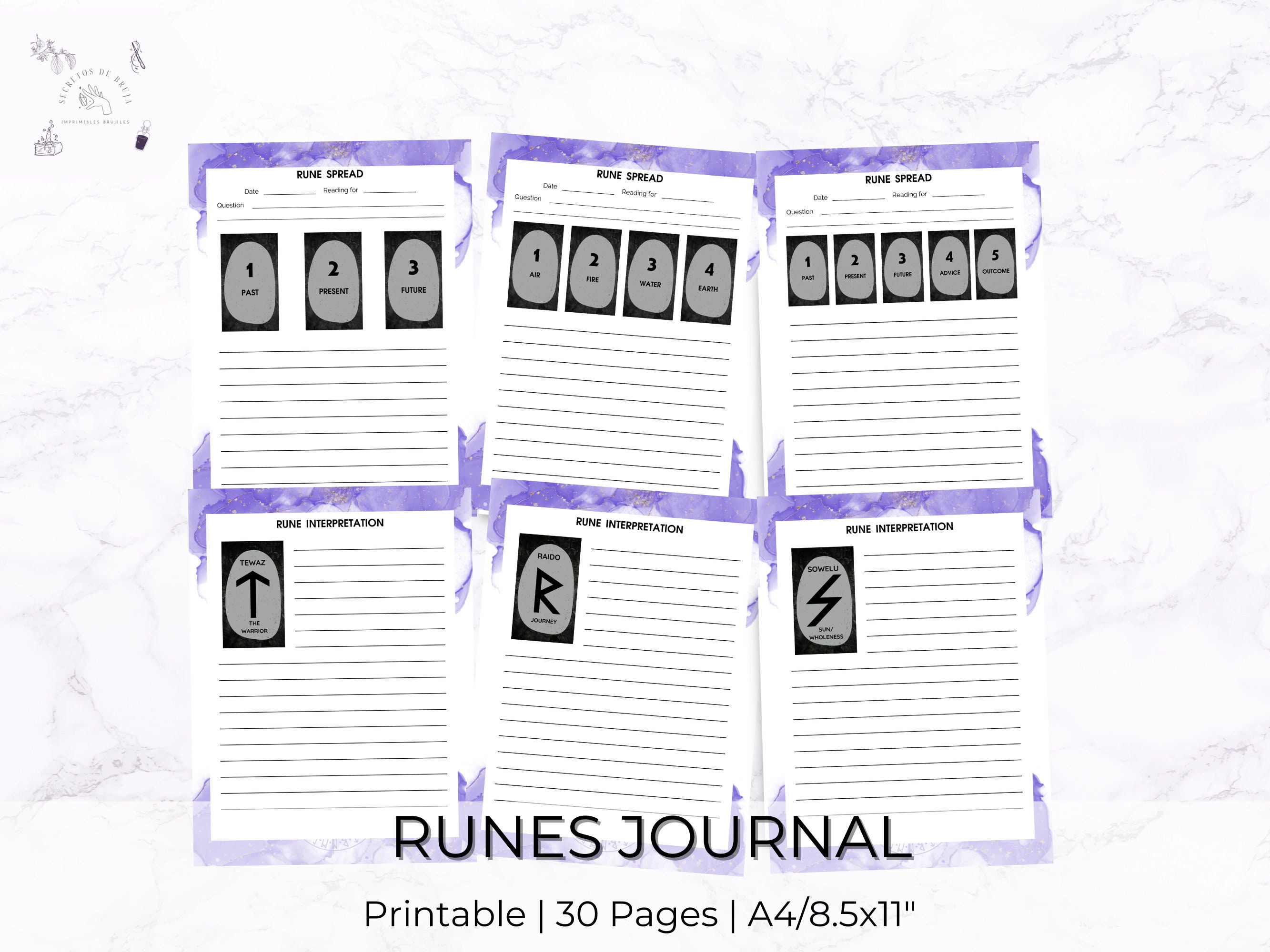 Runes Journal Printable | Rune Journal Worksheet | Elder Futhark | Rune ...