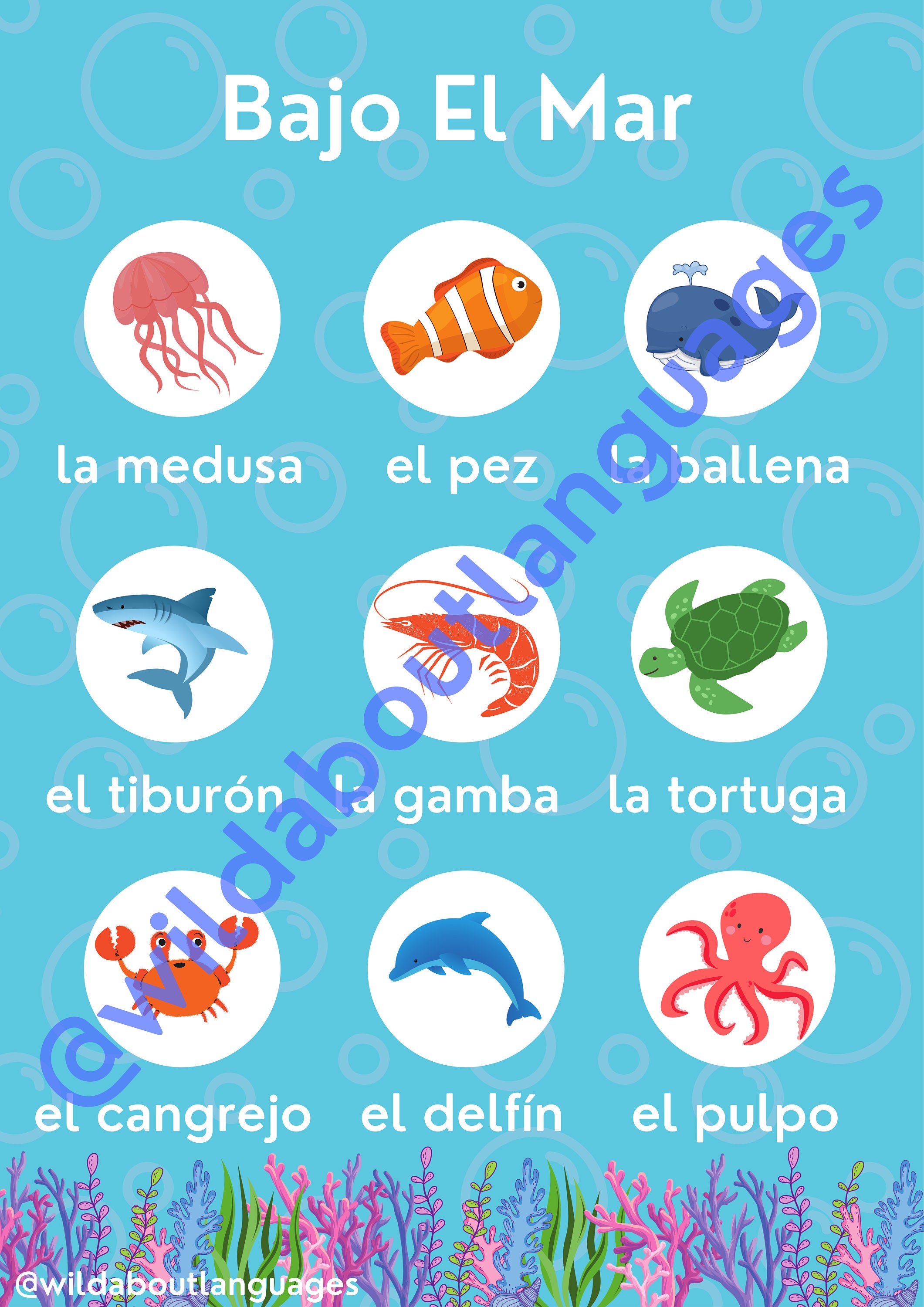 Spanish Under the Sea Digital Download Poster - Etsy