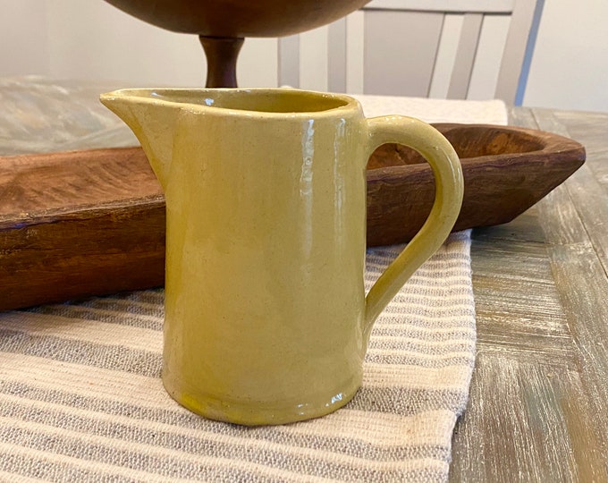Vintage Golden Mustard Yellow Stoneware Pottery 12 Oz. Pitcher - Etsy