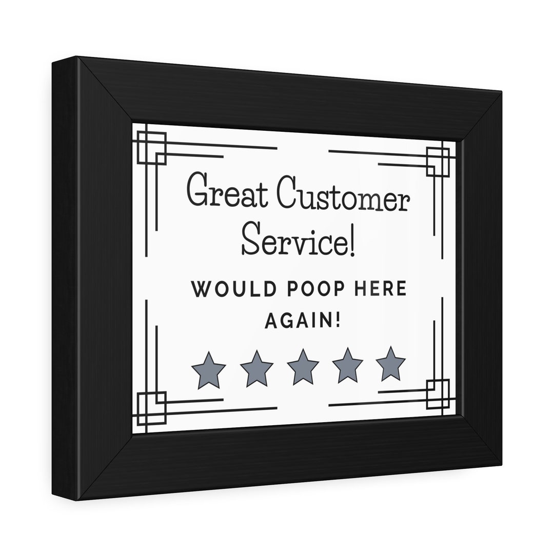 Funny Restroom Review Poster Framed 'would Poop Here Again' Artwork ...