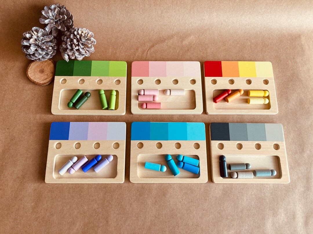 Montessori Wooden Game for Learning and Distinguishing Color Shades ...