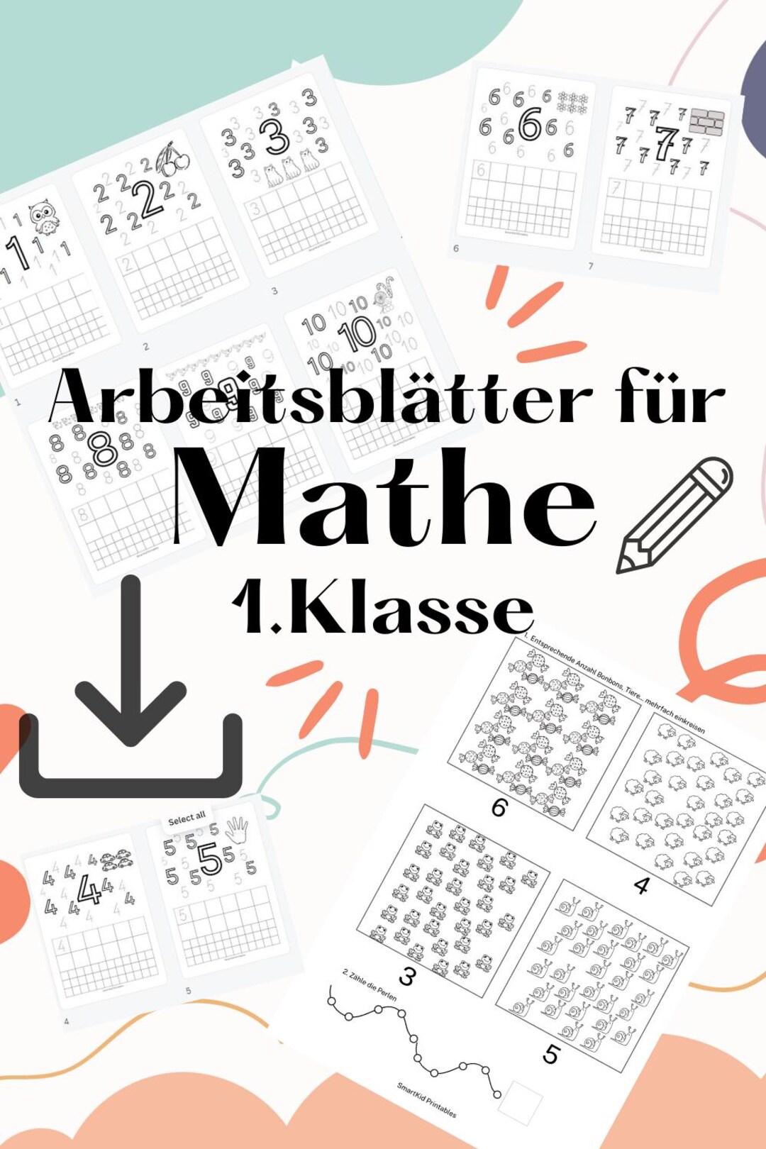 Worksheets Math First Grade Number Range 10 Montessori Preschool School ...