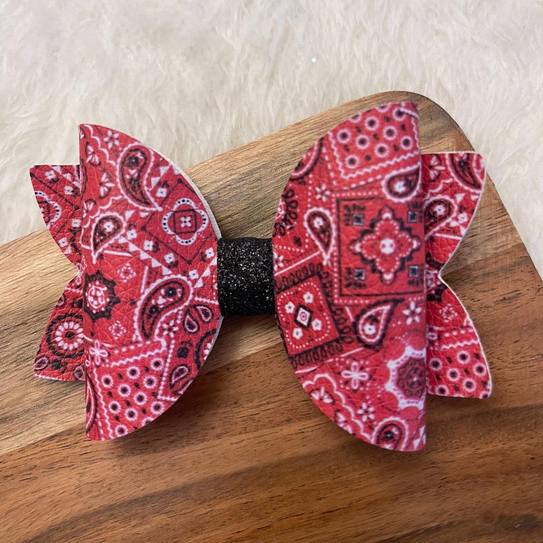 Red Bandana Hair Bow – Western Paisley Bow – Cowgirl and Rodeo Hair ...