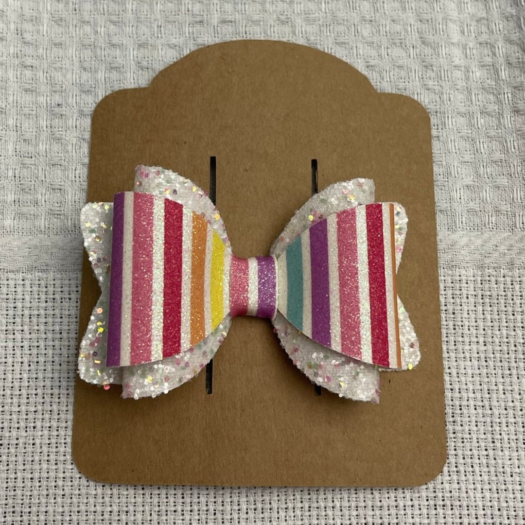 Glitter and Stripes Bows, Various Rainbow Colored Bows, Young Child ...