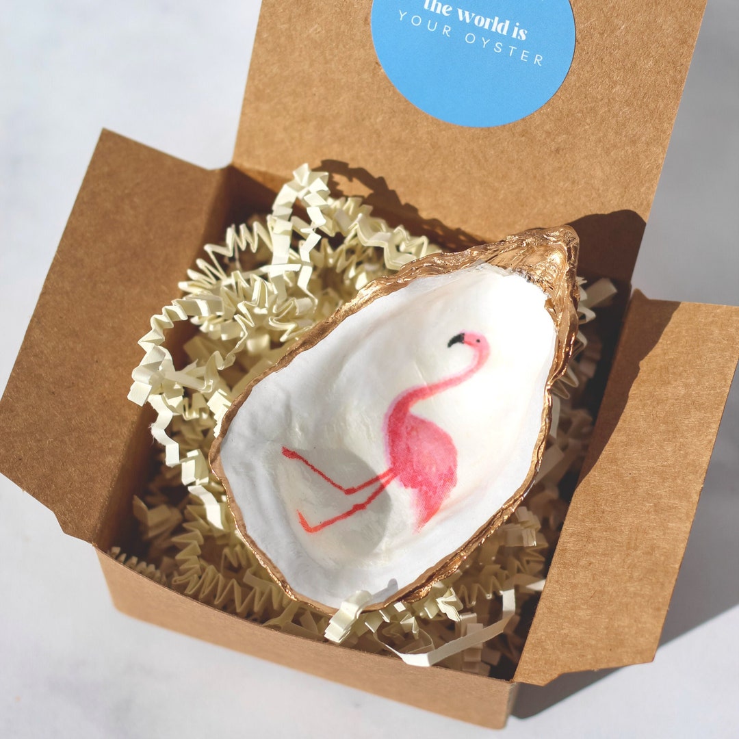 Flamingo Oyster Shell Ring Dish, Flamingo Jewelry Box, Flamingo Gifts ...