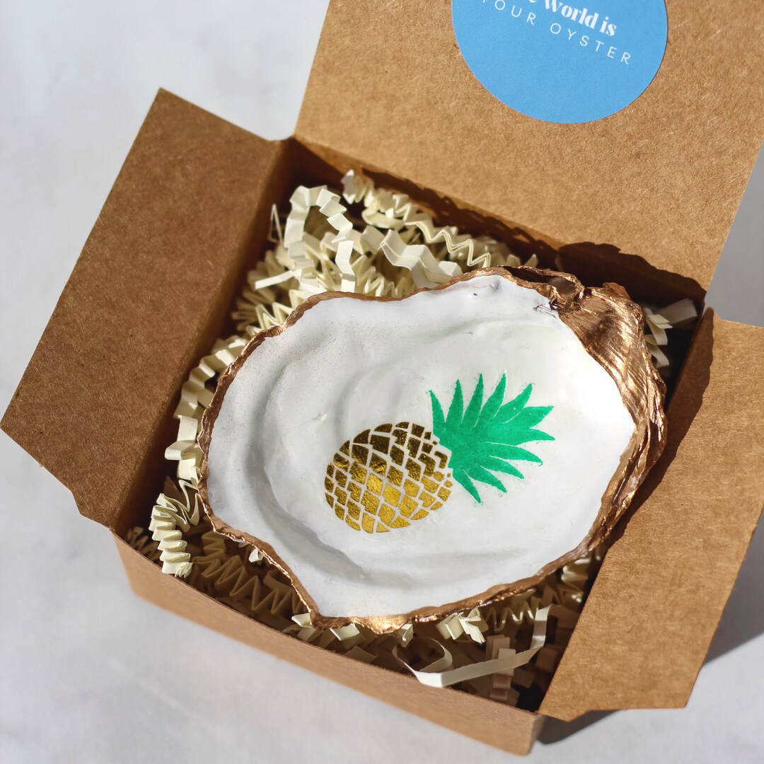 Pineapple Oyster Shell, Pineapple Ring Dish, Beach Oyster Shell Ring ...