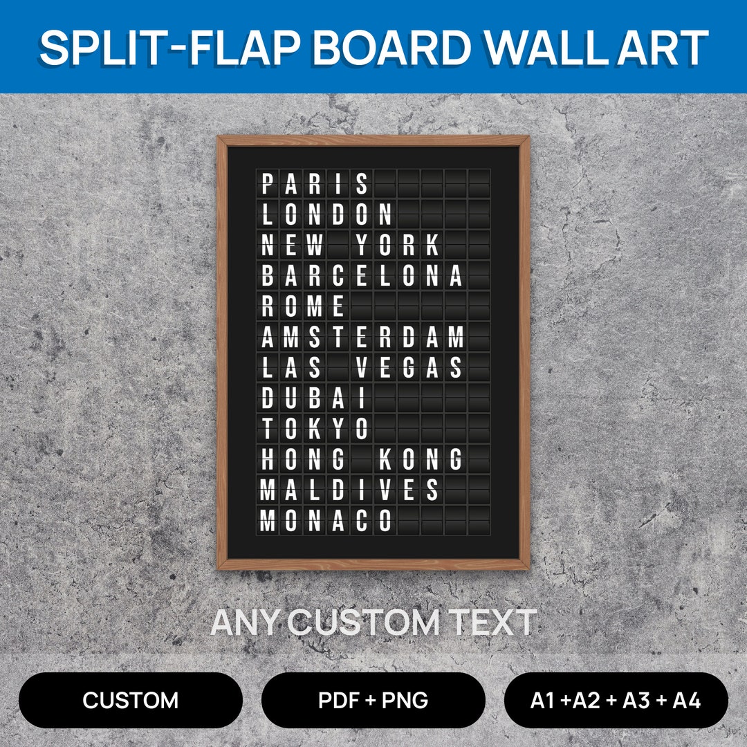 Printable Wall Art Split-flap Display Board Portrait Custom Text Table ...