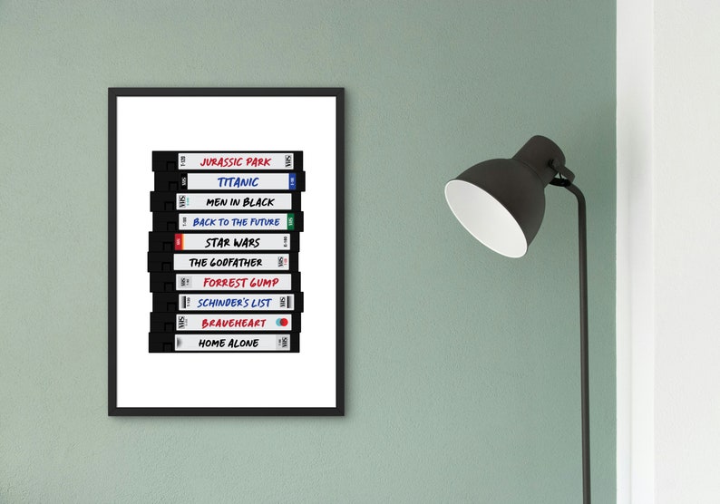 Printable Wall Art VHS Tapes Custom Title Movie Video Recording Table ...