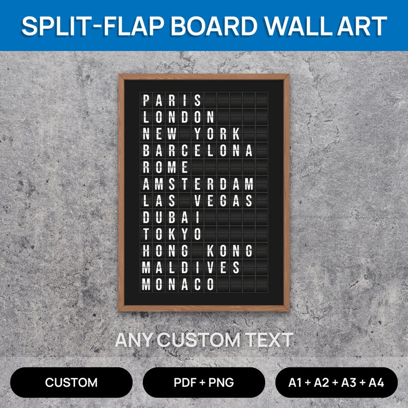 Printable Wall Art - Split-flap Display Board - Portrait- Custom Text ...