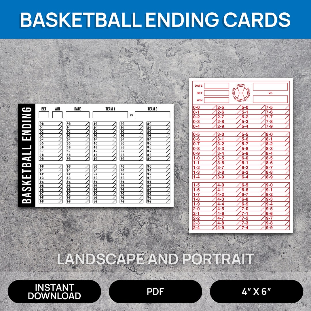 Basketball Ending Cards - Printable - 4x6 - Black Red Blue - Landscape ...