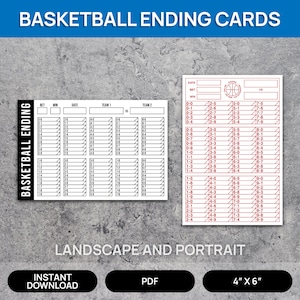 Basketball Ending Cards - Printable - 4x6 - Black Red Blue - Landscape ...