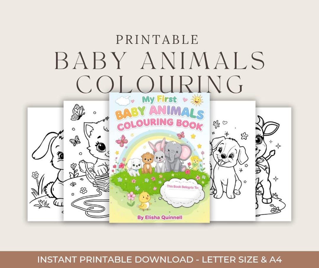 Printable Baby Animals Colouring Book for Kids | 30+ Cute Animal Pages ...