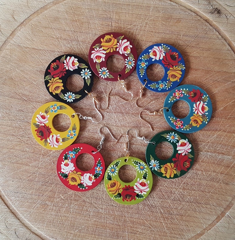 Hand Painted Canal Ware Earrings Circle - Etsy