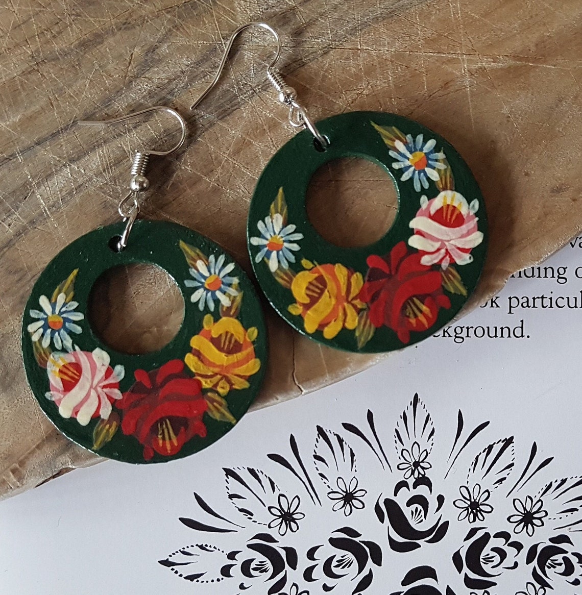 Hand Painted Canal Ware Earrings Circle - Etsy