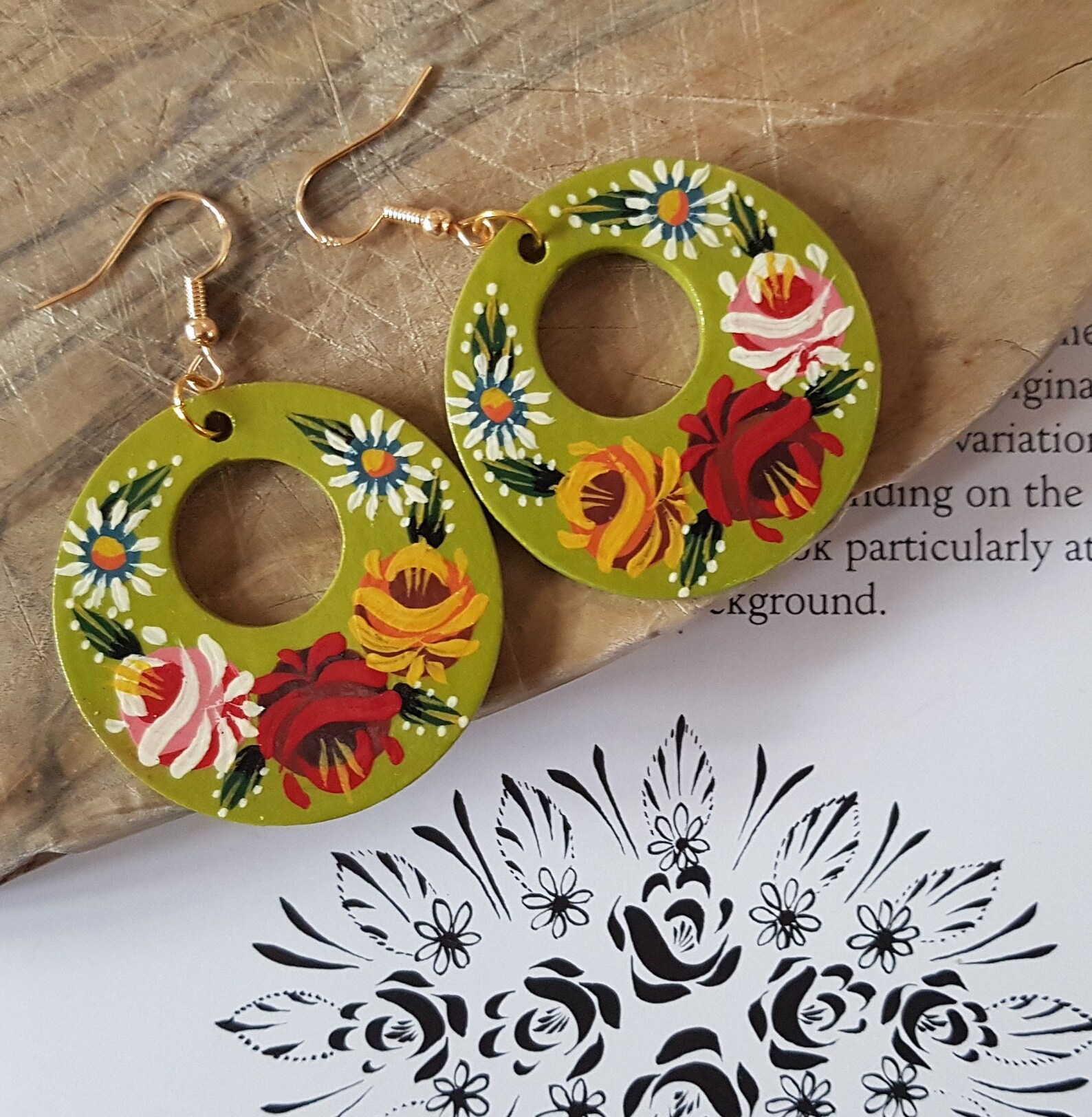 Hand Painted Canal Ware Earrings Circle - Etsy