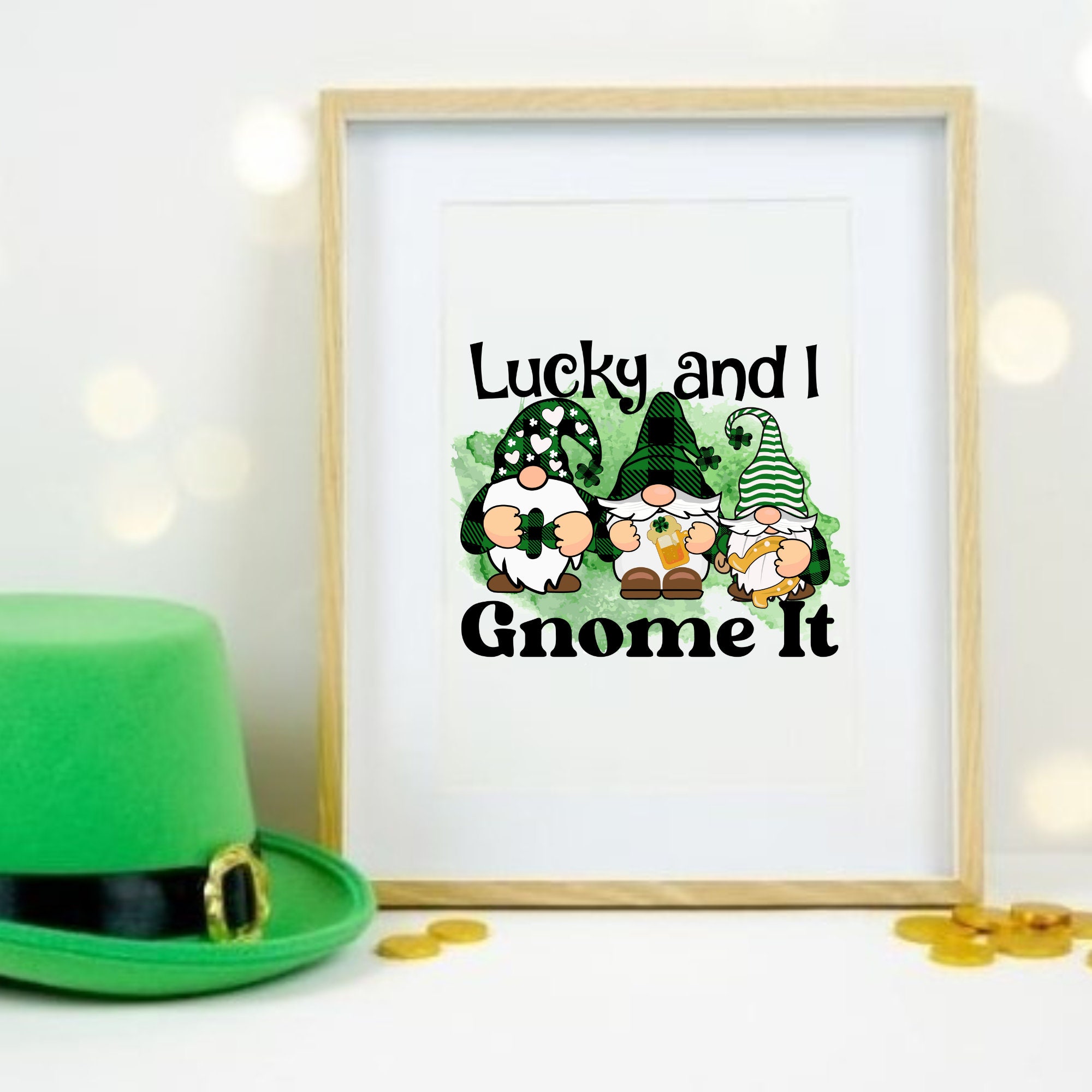 St Patricks Day SVG, Lucky and I Gnome It, Retro St Patricks Day Design ...