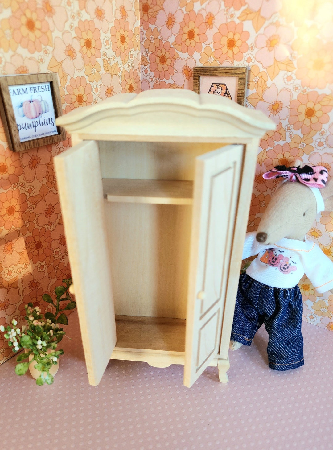 Mini Wardrobe With Doors That Open. Miniature Dollhouse Furniture - Etsy