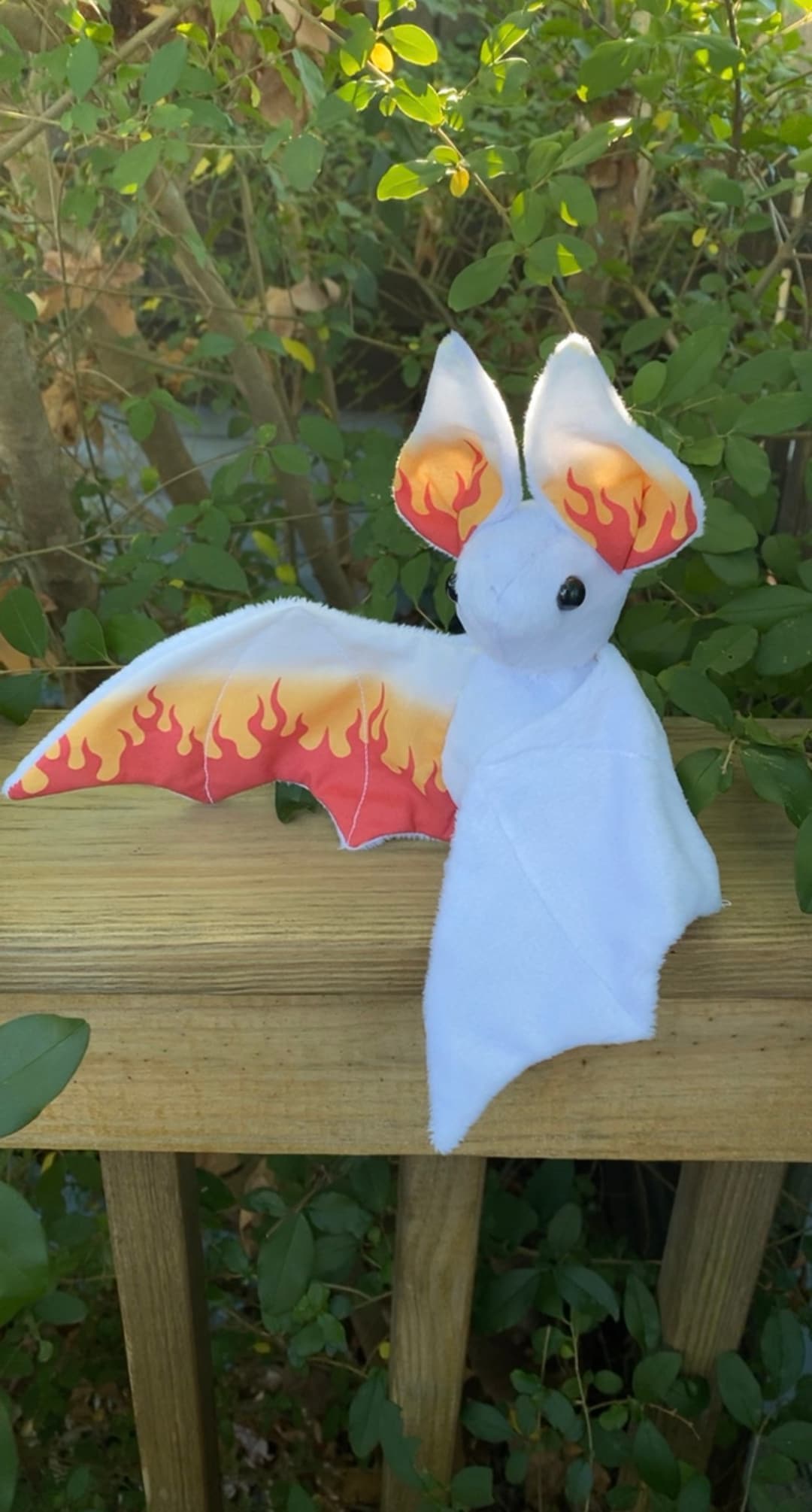 White/red Fire Plushie Bat. - Etsy
