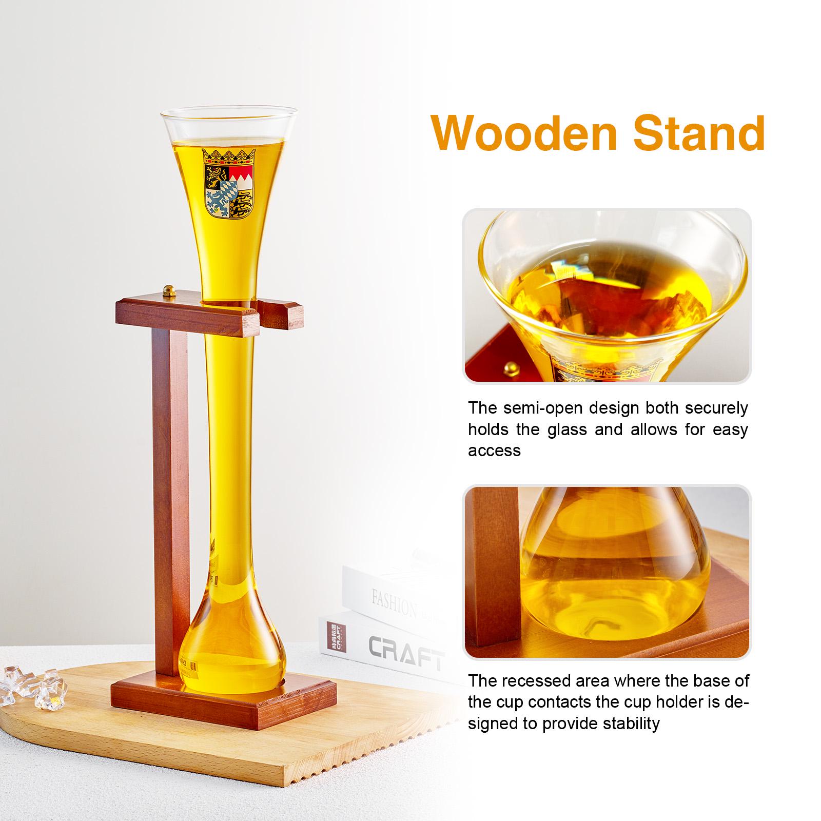 Half Yard Beer Glass With Handmade Wooden Stand (25.5 Oz) - Etsy