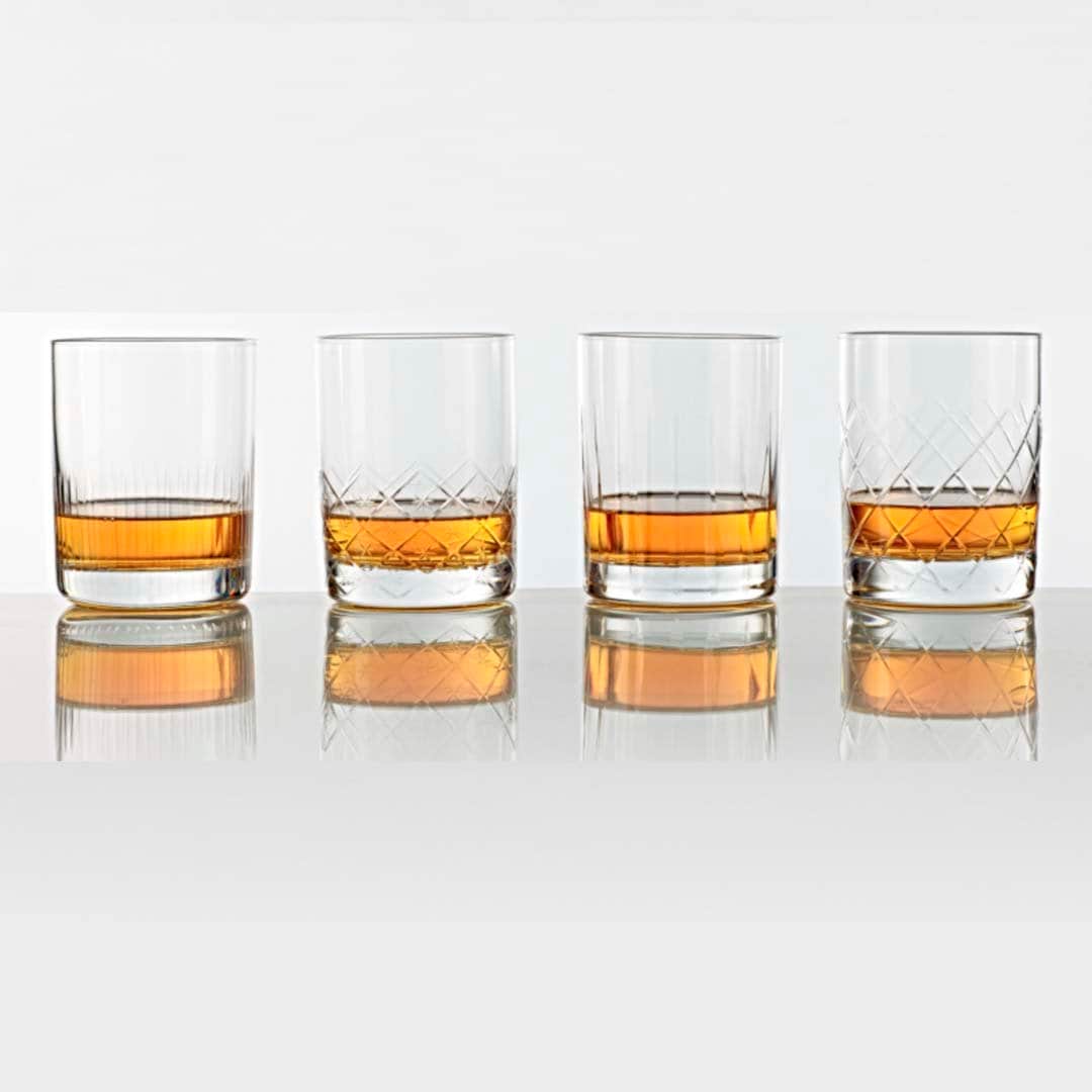 Bourbon Whiskey Glasses, Lowball Glass, Double Old Fashioned, Hand Cut ...