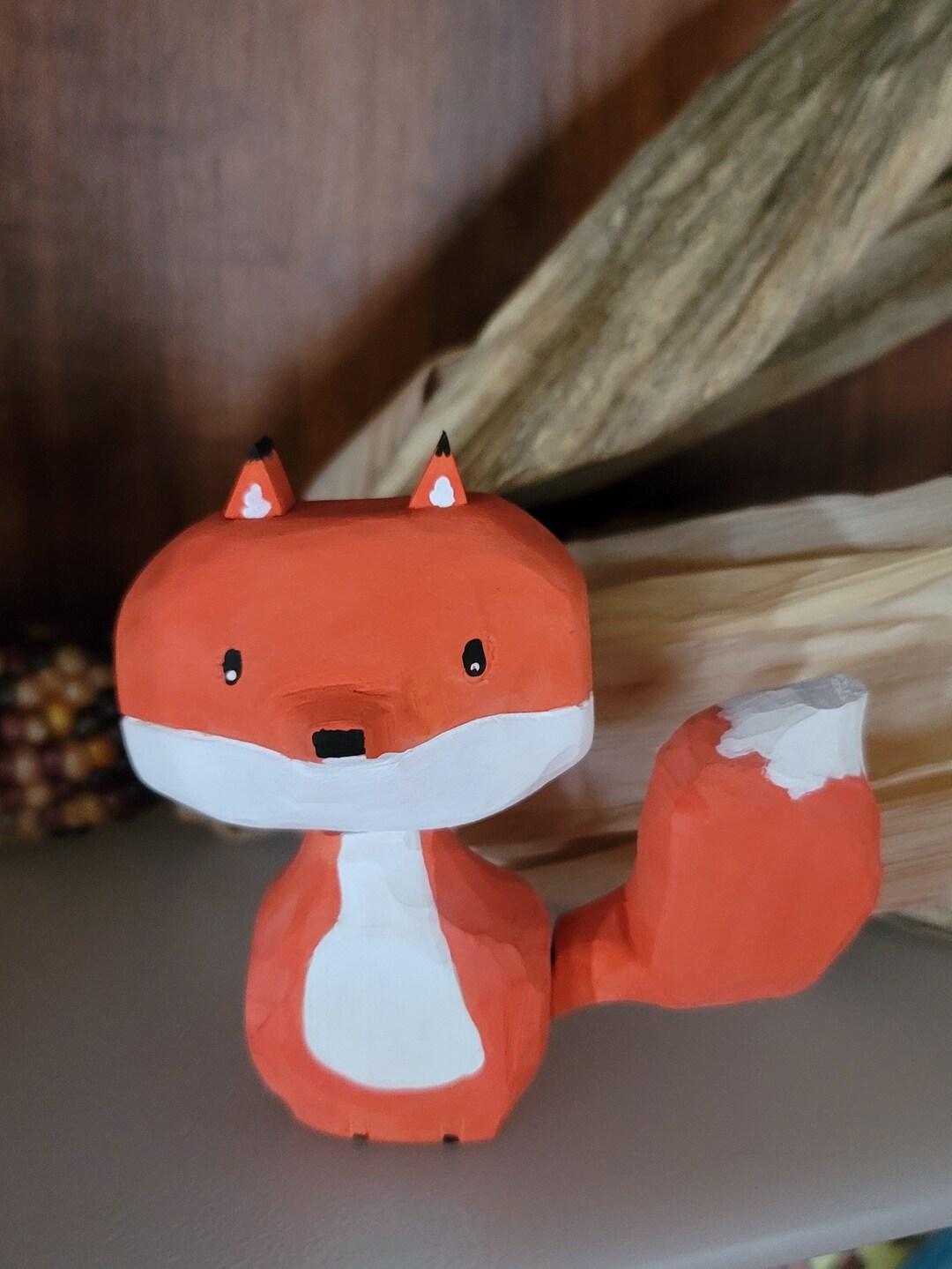 Hand Carved Wood Fox - Etsy