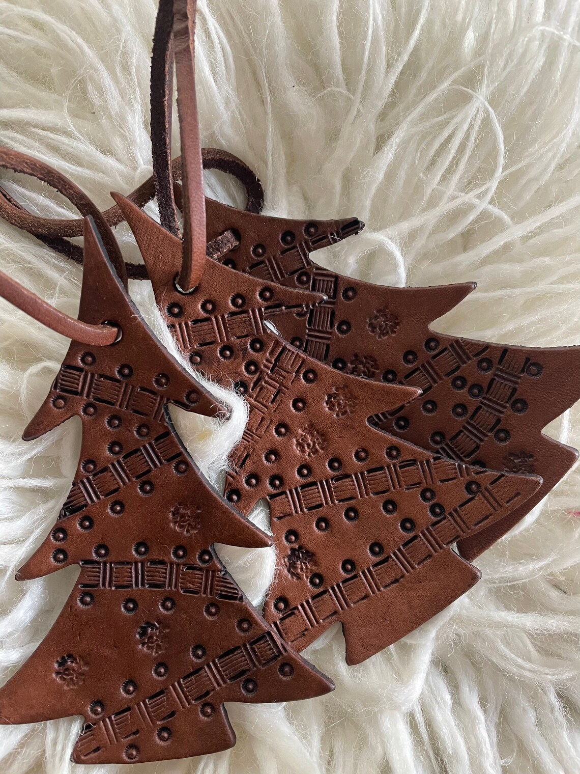 Hand Tooled Leather Tree Ornament - Etsy