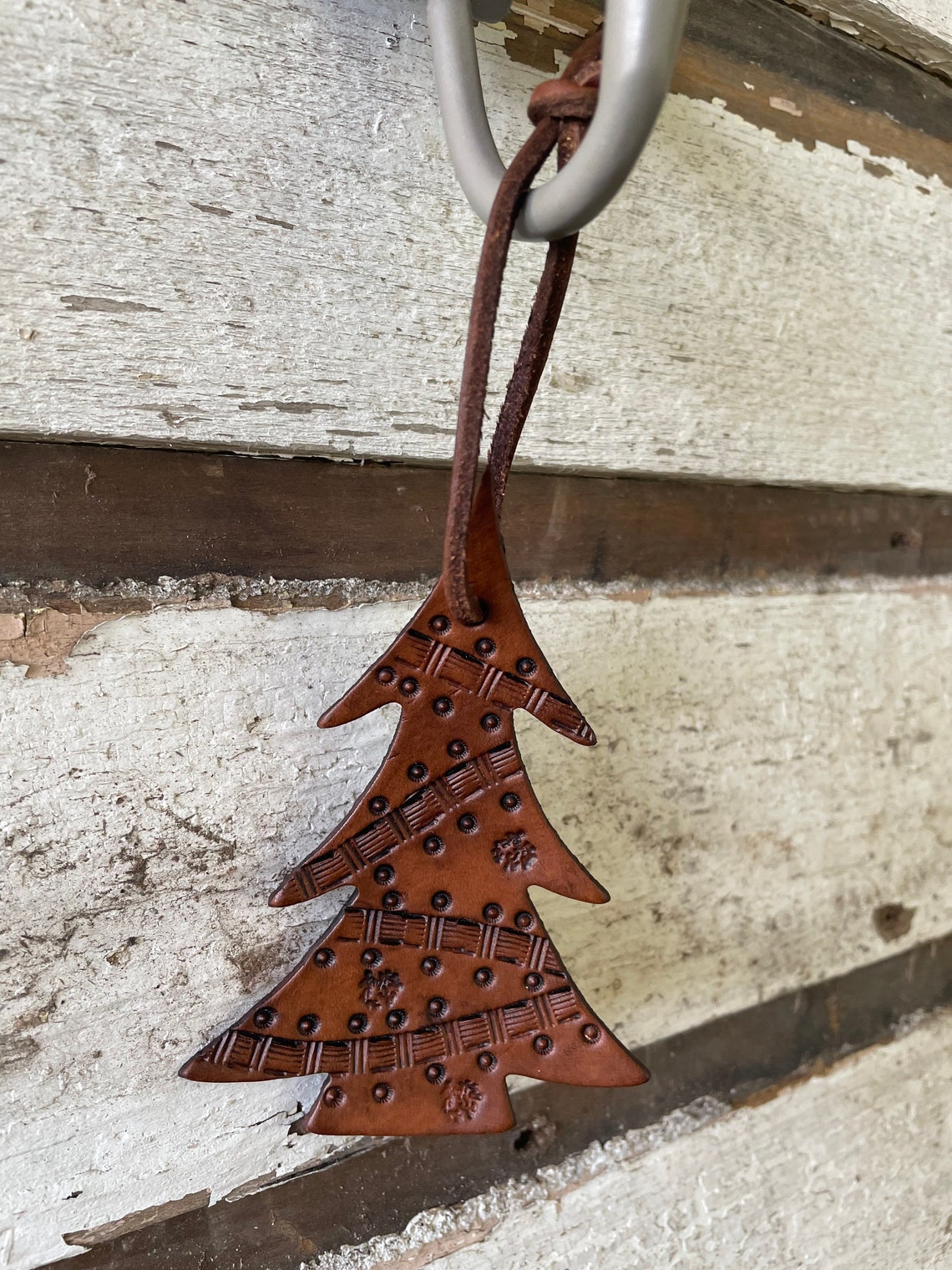 Hand Tooled Leather Tree Ornament - Etsy