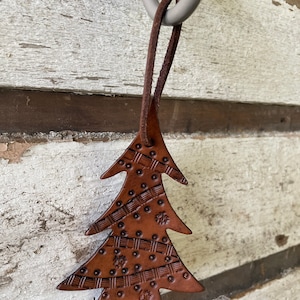 Hand Tooled Leather Tree Ornament - Etsy