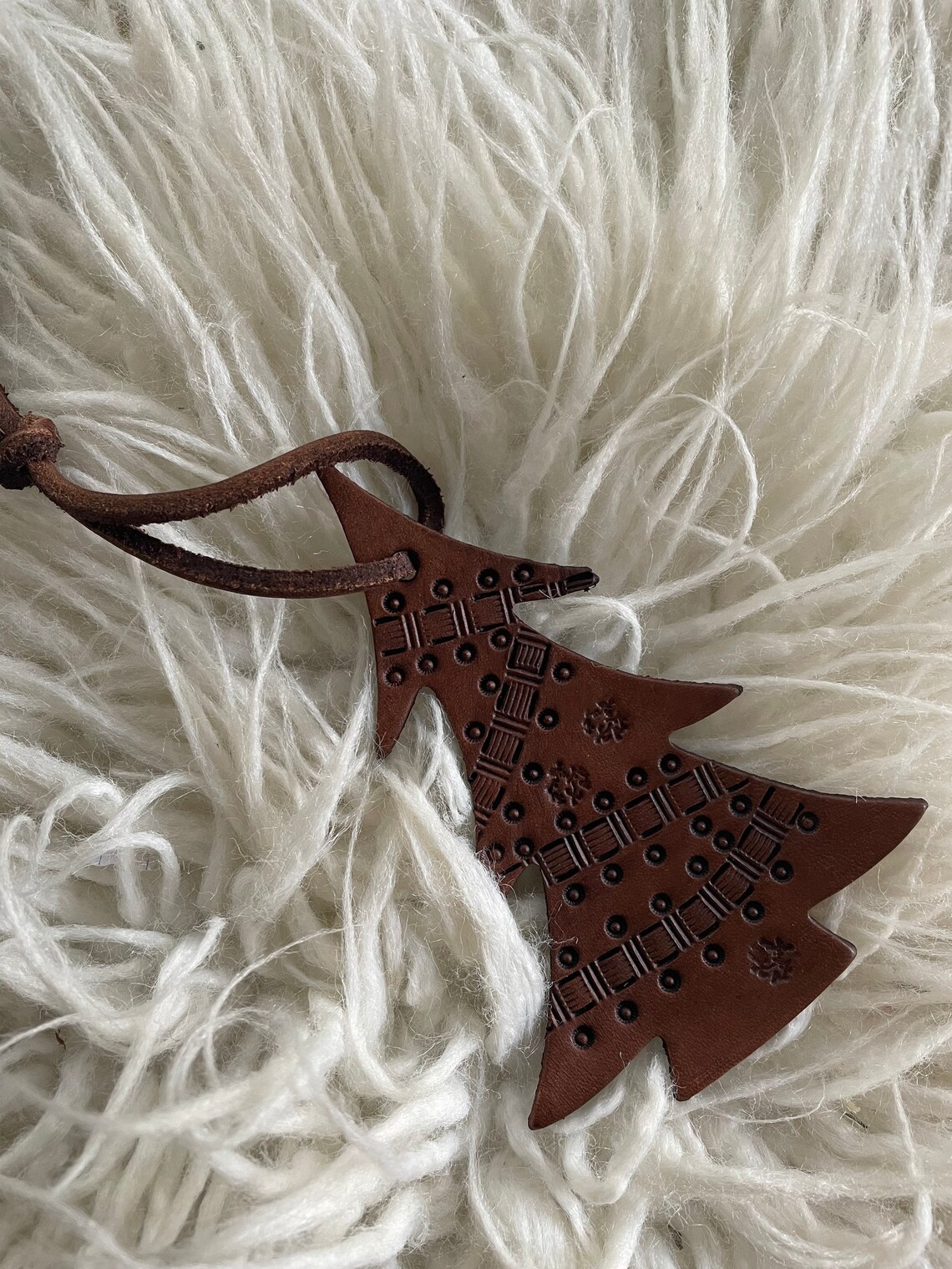Hand Tooled Leather Tree Ornament - Etsy