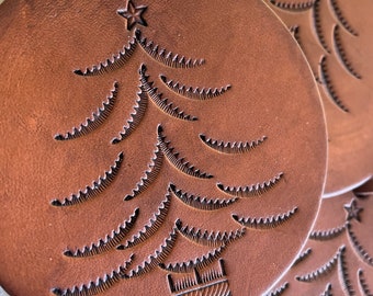 Hand Tooled Leather Tree Ornament - Etsy