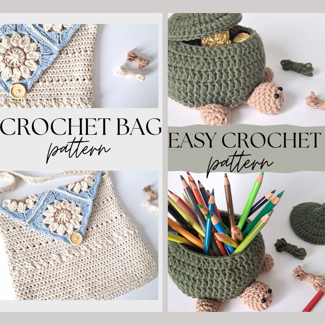 Crochet Market Bag, Granny Square Crochet Pattern, Easy Crochet, Turtle ...