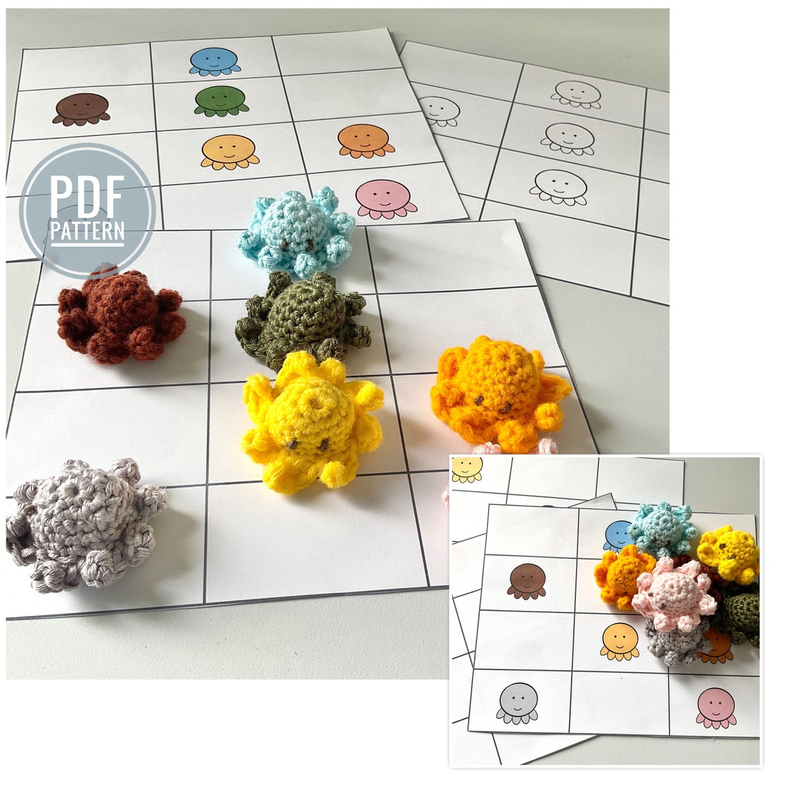 Octopus Memory Game, Crochet PATTERN, Crochet Octopus Pattern Pdf ...