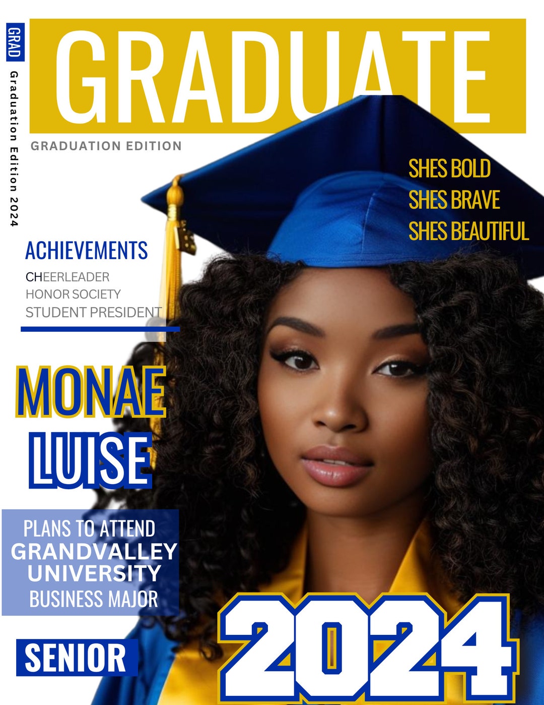 Graduation Magazine Cover, Magazine Cover Prom, Homecoming, Birthday ...