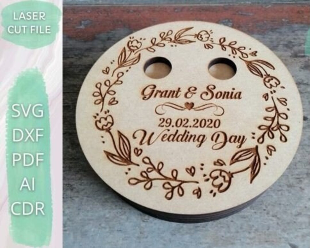 Wedding Rings Holder Glowforge Xtool Laser Svg - Etsy