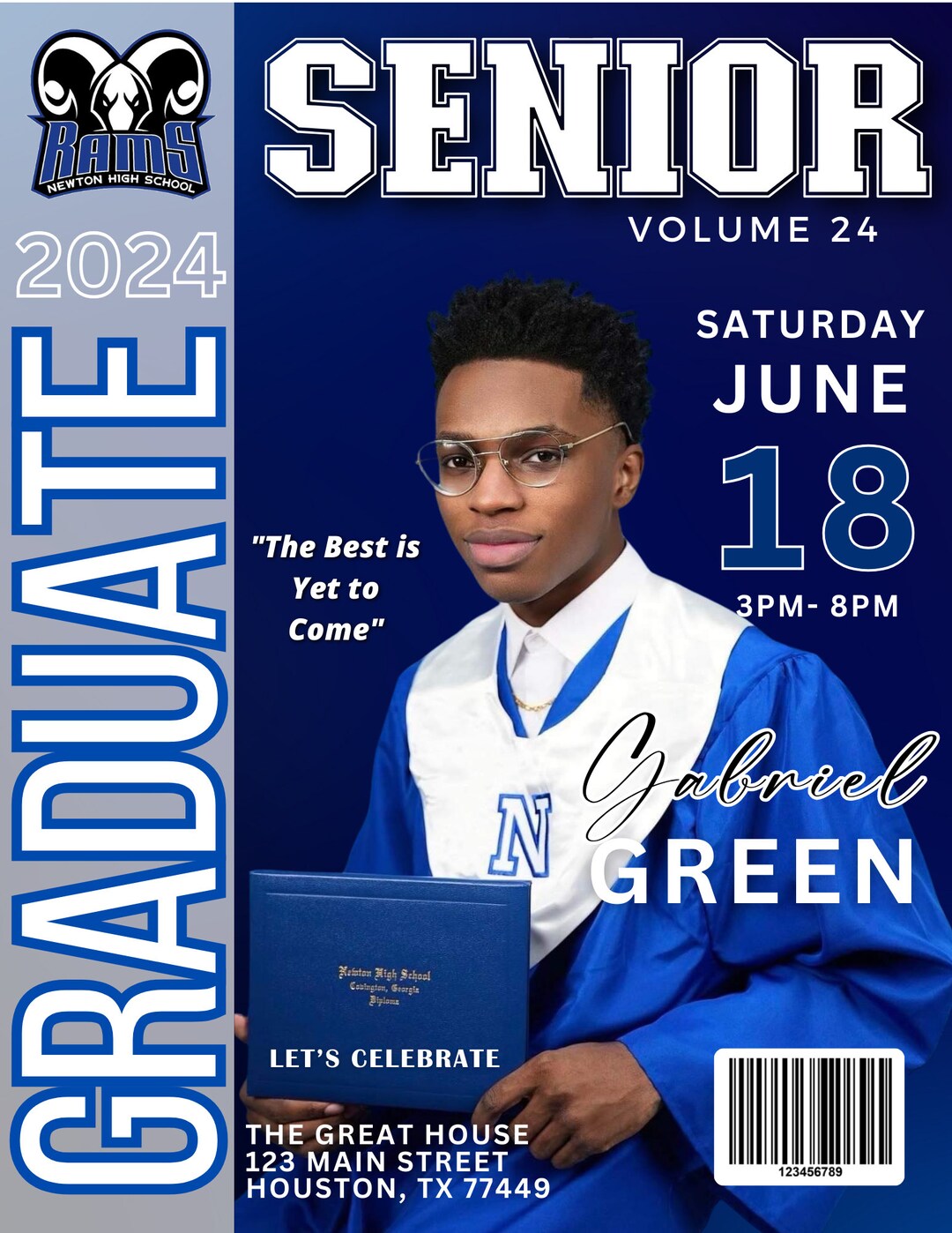 Graduation Magazine Cover, Magazine Cover Prom, Homecoming, Birthday ...