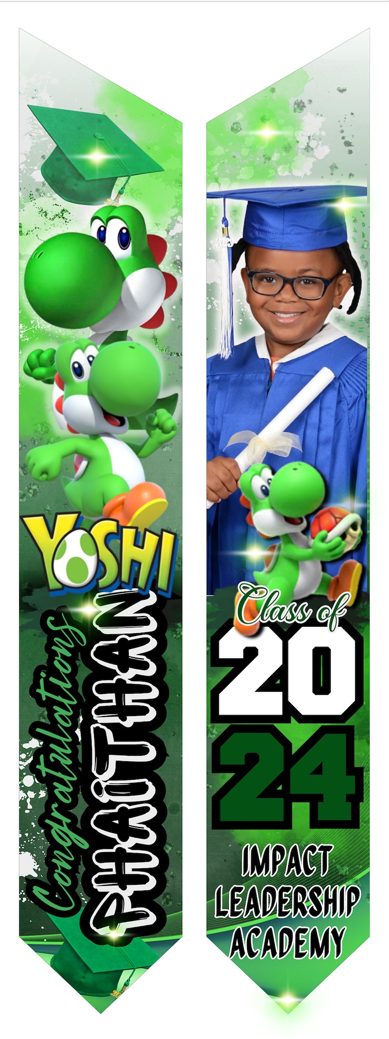 Yoshi Grad Templates Editable Graduation Stole Mario Graduate DIY Stole ...
