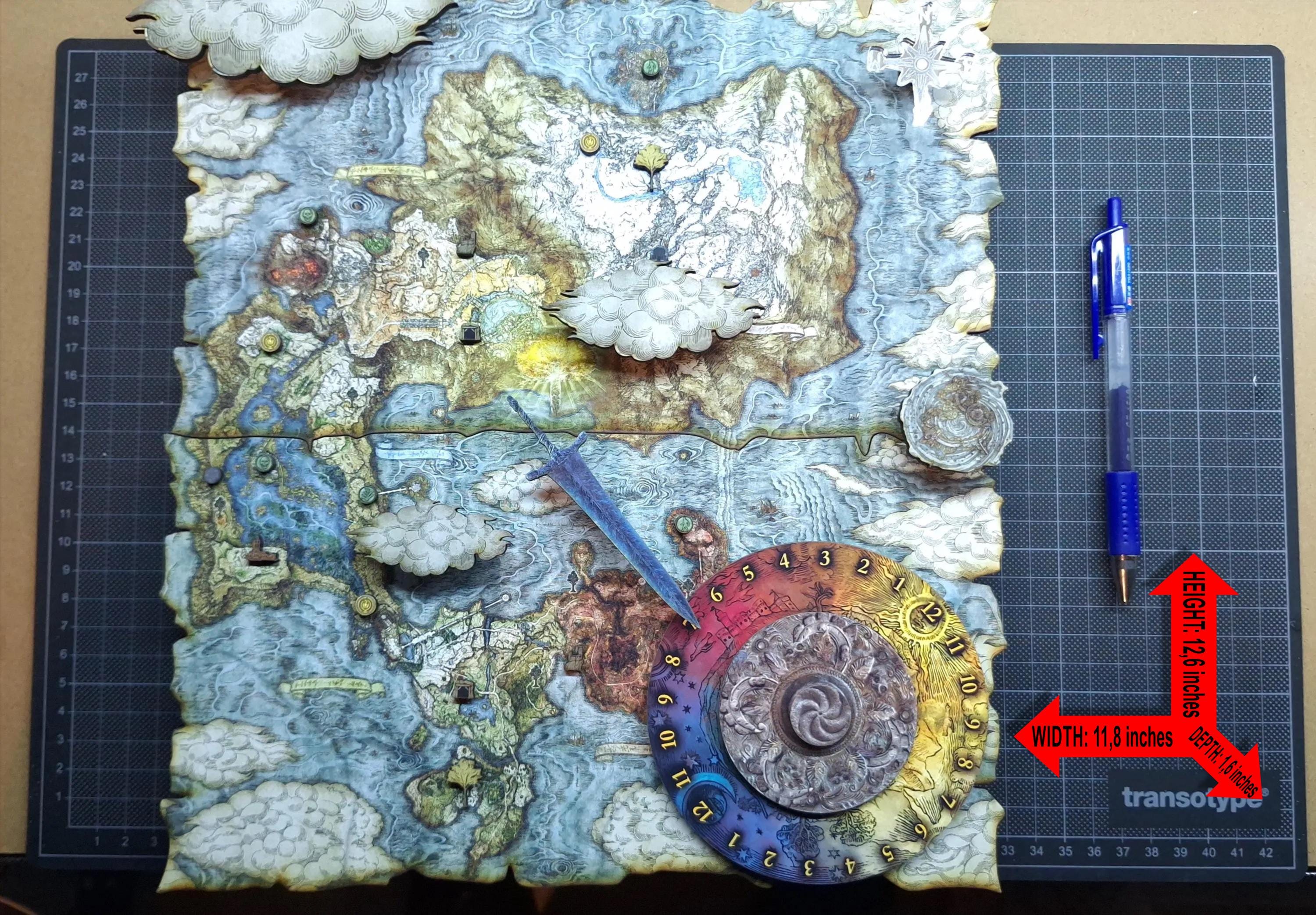 Elden Ring Inspired Full Map Clock With 24 Hour Dial + GIFT Neklace - Etsy