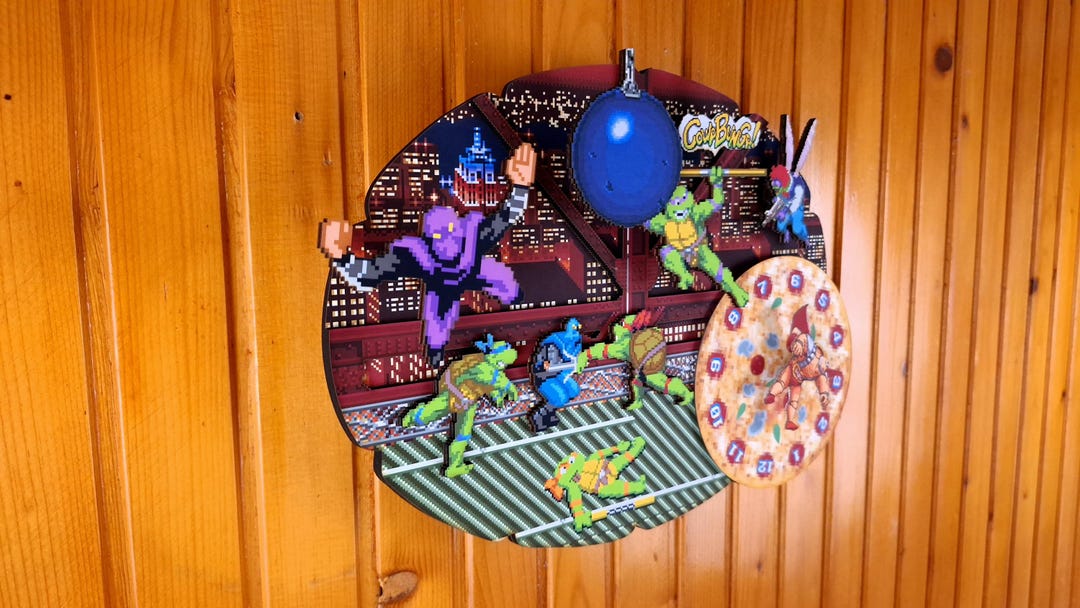 TMNT Inspired Multi-layered Decor Clock in 16-bit Style + GIFT - Etsy