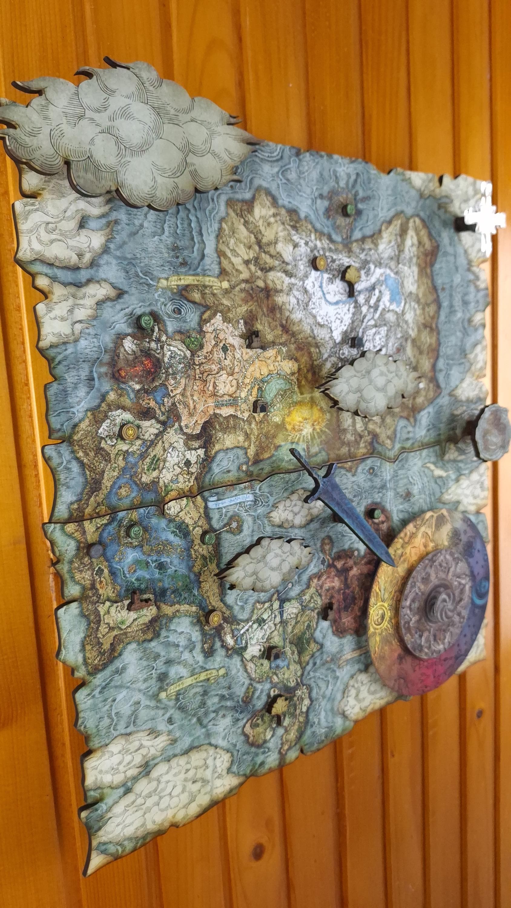 Elden Ring Inspired Full Map Clock With 24 Hour Dial + GIFT Neklace - Etsy
