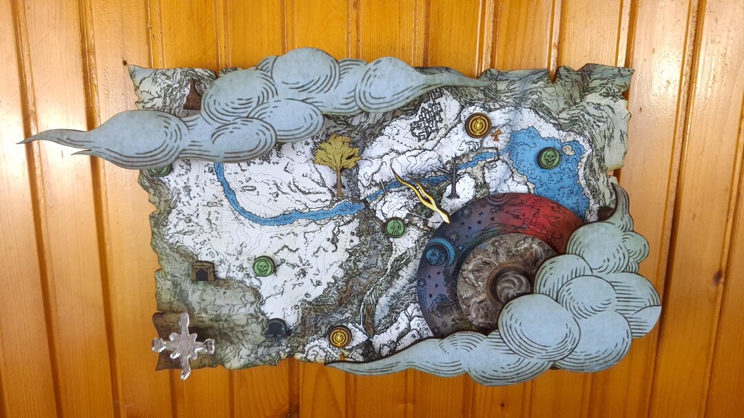 Elden Ring Inspired Map Clock With 24 Hour Dial and Interchangeable ...