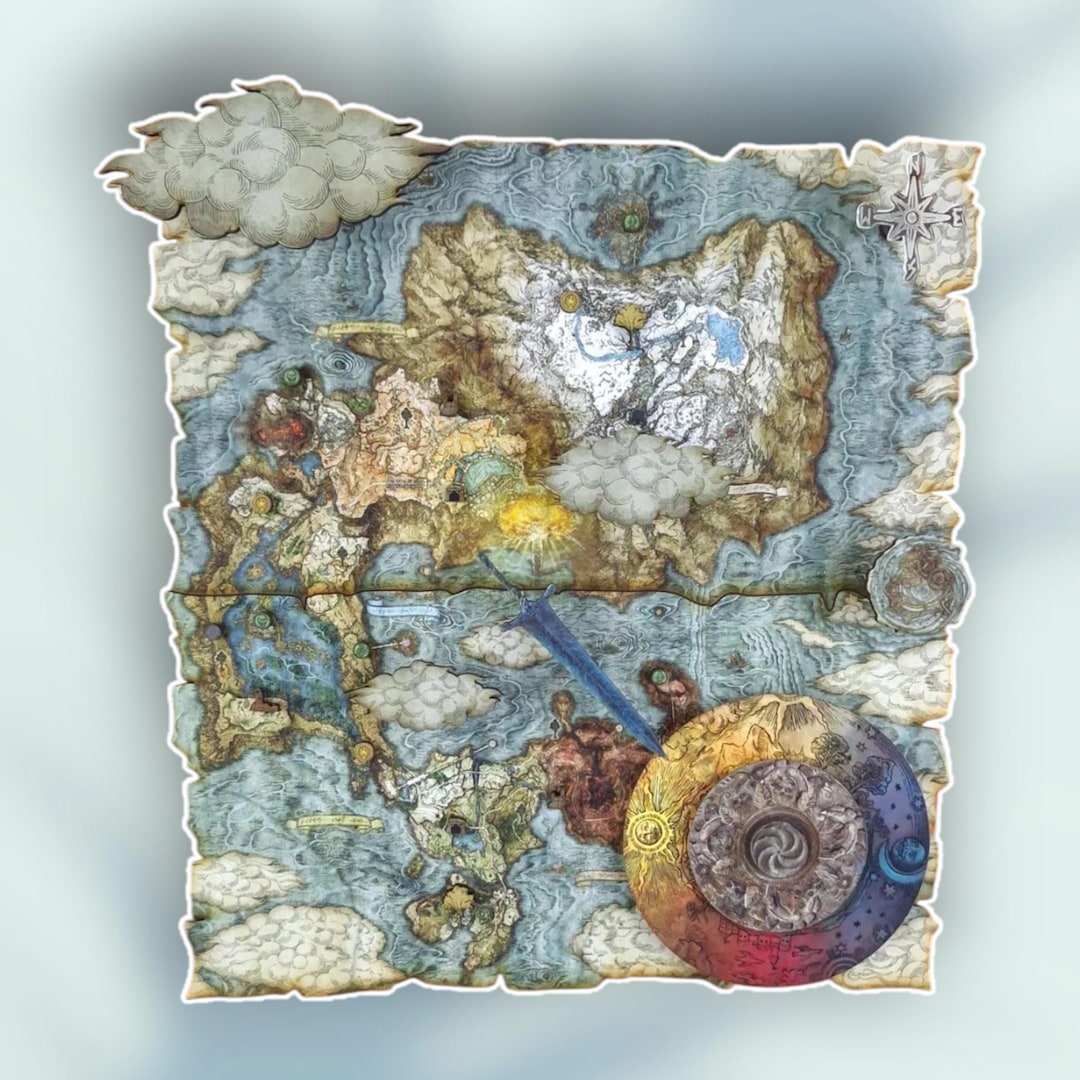 Elden Ring Inspired Full Map Clock With 24 Hour Dial + GIFT Neklace ...