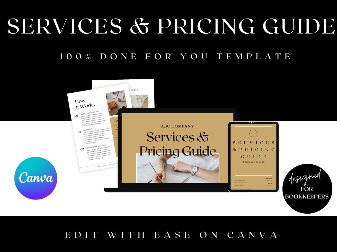 Bookkeeper Services and Pricing Guide Canva Template | Bookkeeping ...