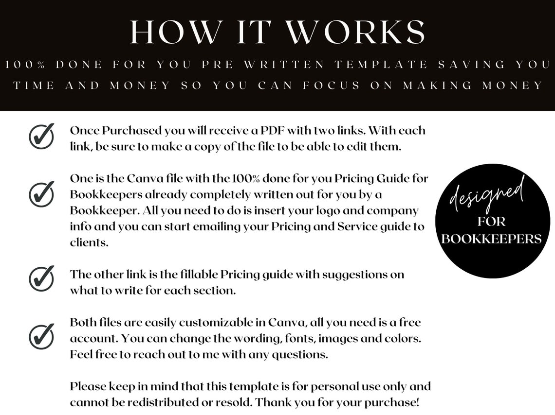Bookkeeper Services and Pricing Guide Canva Template | Bookkeeping ...