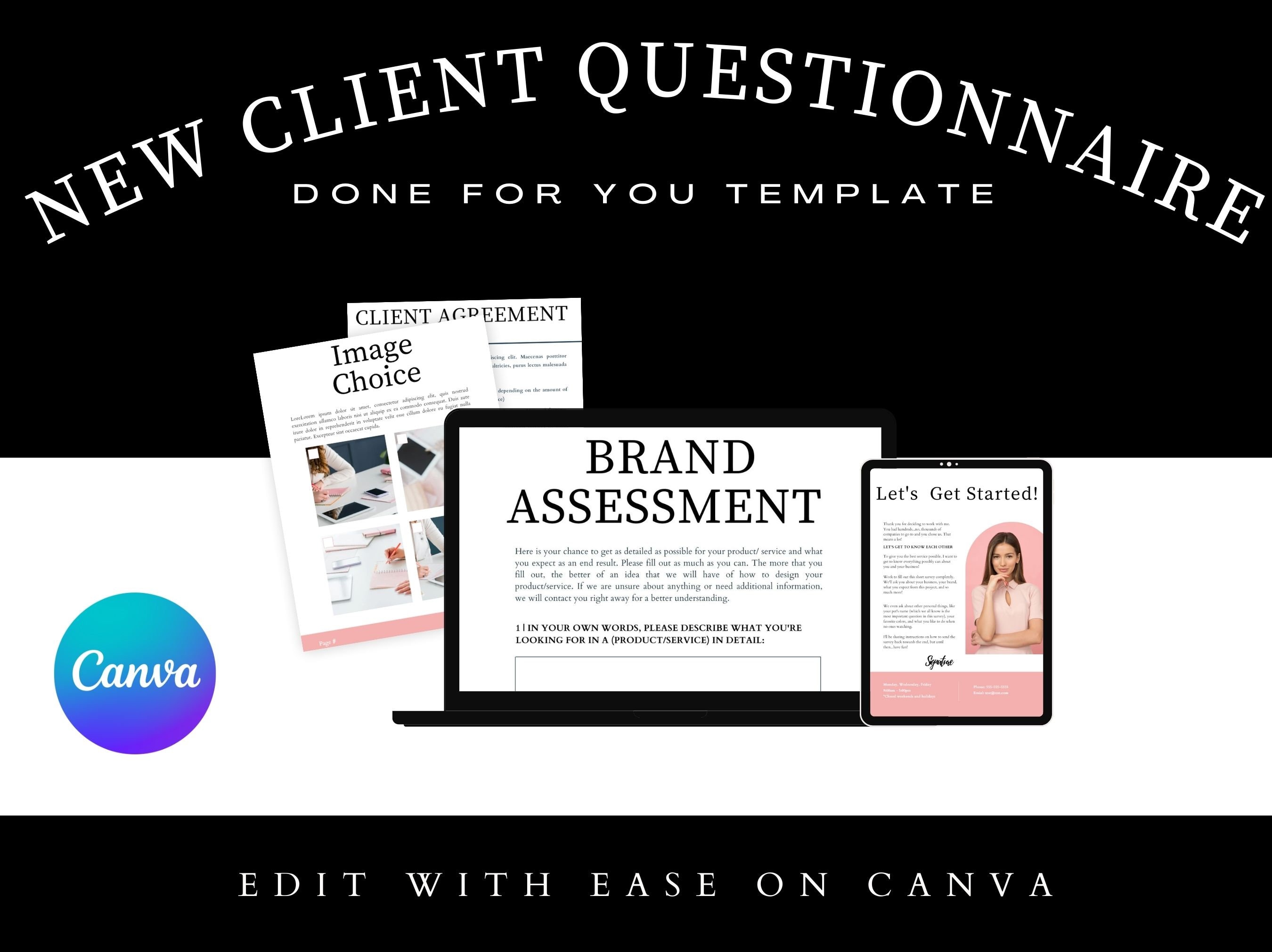 New Client Questionnaire Template | Client Onboarding | Canva Template ...