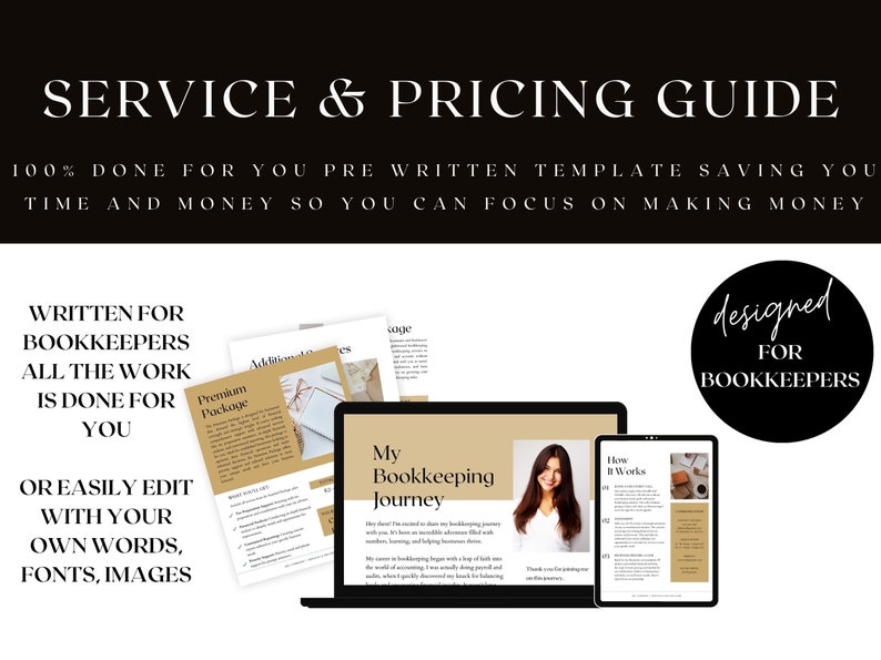 Bookkeeper Services and Pricing Guide Canva Template | Bookkeeping ...
