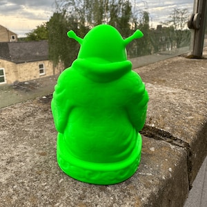 3D Printed Shrek Buddha Statue: Funny Desk Decor - Neon Green or Marble ...