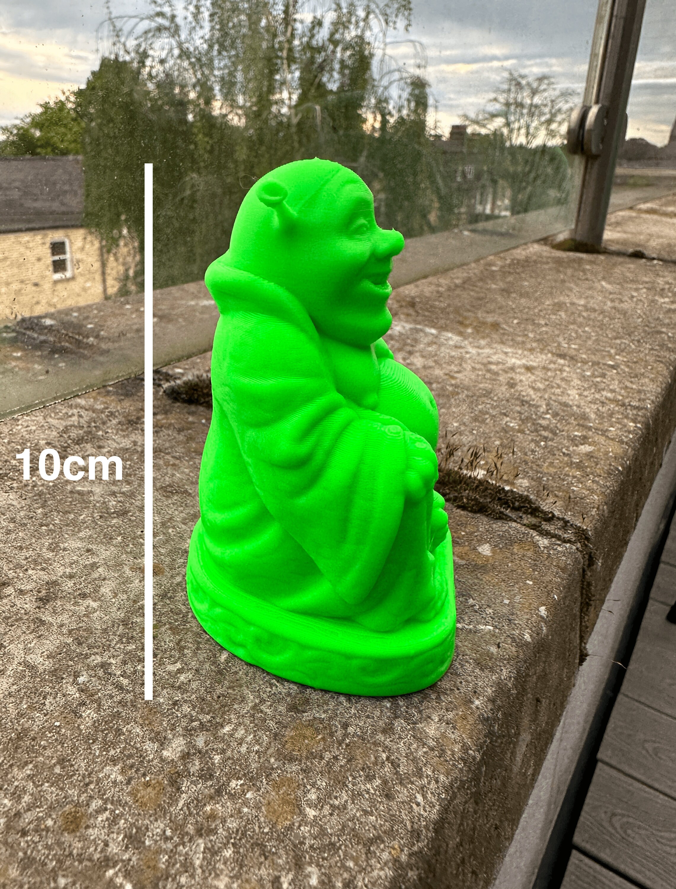 3D Printed Shrek Buddha Statue: Funny Desk Decor - Neon Green or Marble ...